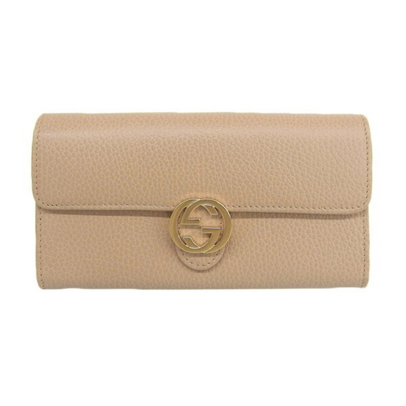 Gucci | Bags | Gucci Interlocking G Leather Folio Long Wallet Beige ...